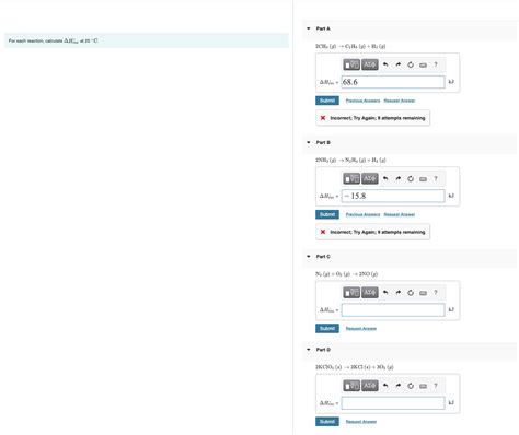 Solved For each reaction calculate ΔHrxn at C For each Chegg com