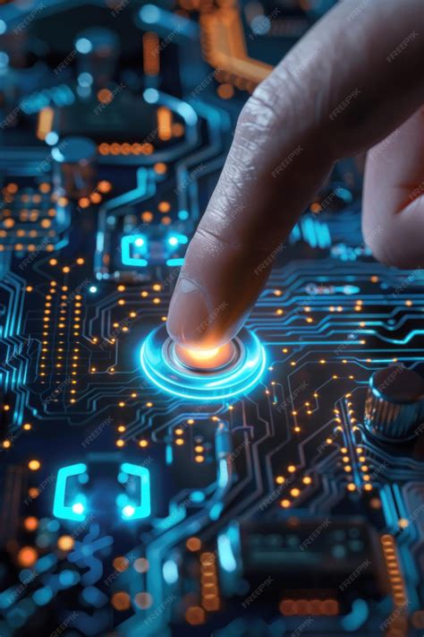 Premium Photo Person Touching A Button On A Circuit Board