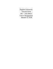 HU245 Unit 4 Assignment Docx Kaplan University Vincent Avila HU 245
