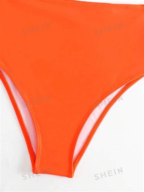 Shein Swim Summer Beach Cut Out Waist Asymmetrical Neck One Piece