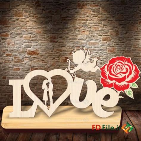 طرح برش لیزر استند لاو و گل رز دانلود فایل برش لیزری