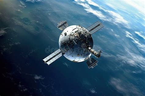 Space Satellite Orbiting The Earth Generative Ai Stock Illustration Illustration Of Earth