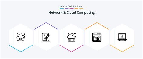 Network And Cloud Computing 25 Line Icon Pack Including Tecnology Laptop Cloud
