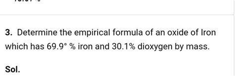 3 Determine The Empirical Formula Of An Oxide Of Iron Which Has 699∘ I