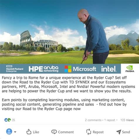 [video] Nolan Collins On Linkedin Roadtotherydercup Tdhpeaccelerate Roadtorome Hpe Tdsynnex