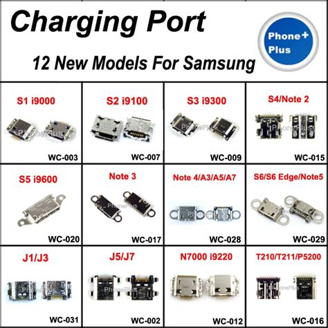 12model 24pcs Usb Charging Port Connector Plug Jack With T For Samsung S3 I9300 Note 2 J3 J7