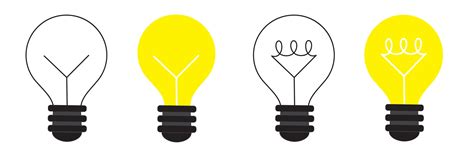 Bombilla De Luz Eléctrica Encendida Y Apagada Ilustración Vectorial