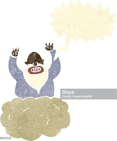 복고풍 말풍선이 있는 하나님 Cloud의 0명에 대한 스톡 벡터 아트 및 기타 이미지 0명 귀여운 기이함 Istock