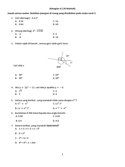 Ujian 2 Math F3 Bahagian A Pdf