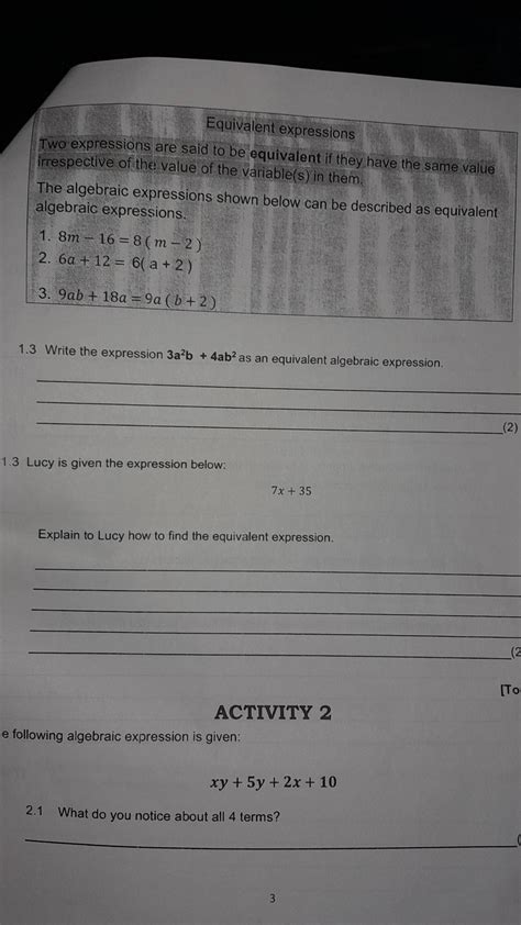 Solved Equivalent Expressions Two Expressions Are Said To Be