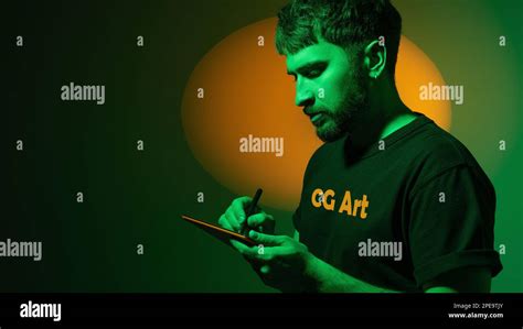 Creative Portrait Cgi Artist Draws Using A Graphics Tablet Digital