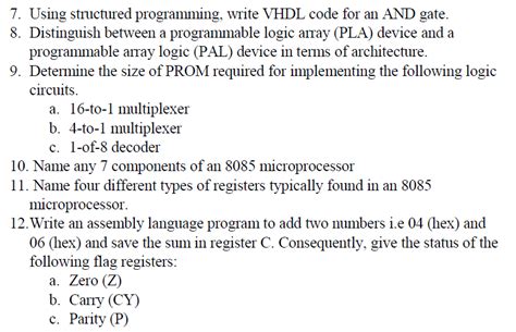 Solved 7 Using Structured Programming Write Vhdl Code For