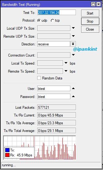 Test Kecepatan Internet Speedtest Pada Mikrotik Dengan Btest