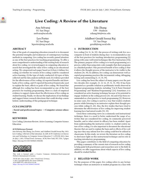 Pdf Live Coding A Review Of The Literature