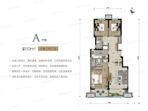 万科新都荟启新园洋房 A户型户型图大厂万科新都荟3室2厅2卫、1100平方米户型图 吉屋网