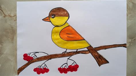 Пташка на гілці Малювання фломастерами Як легко намалювати пташку Youtube