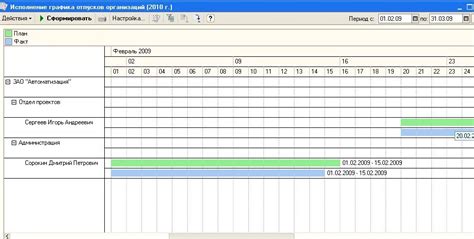 Диаграмма отпусков в Excel