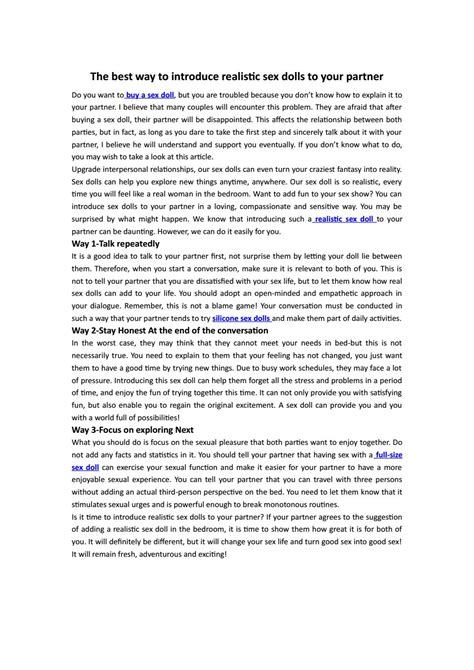 The Best Way To Introduce Realistic Sex Dolls To Your Partner By Lovelysexdoll Issuu