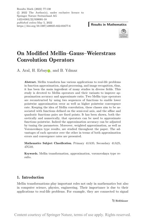 On Modified Mellingaussweierstrass Convolution Operators Request Pdf