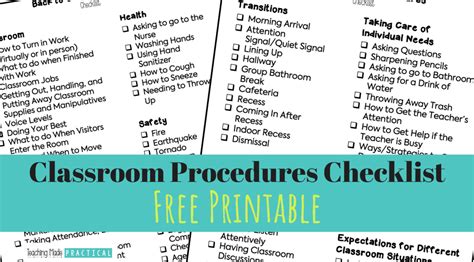Classroom Procedures Checklist For Upper Elementary Teachers Teaching Made Practical