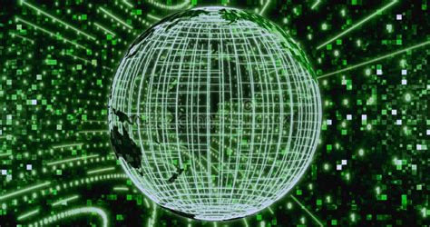 Matrix Digital Binary Background With Rotating Planet Earth Seamless