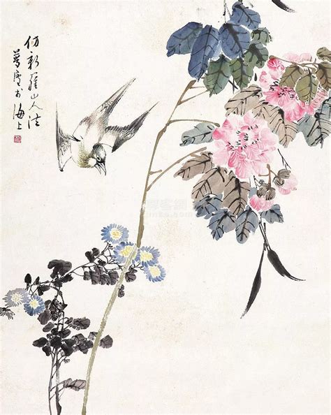 海上画派写意花鸟朱梦庐画作欣赏 秀水
