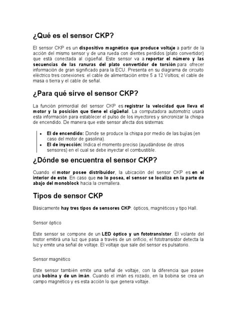 ¿qué Es El Sensor Ckp Pdf Inyección De Combustible Resistor ¿qué Es El Sensor Ckp Pdf Inyección De Combustible Resistor