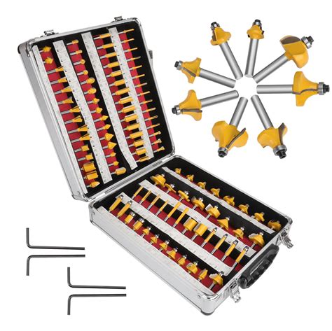 Healthible Router Bits Kit 100pcs 1 4 Shank Router Bit Set Woodworking Router Bits With