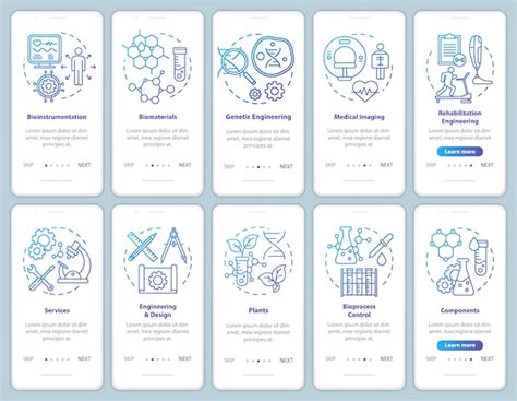 Premium Vector Bioengineering Onboarding Mobile App Page Screen Vector Template