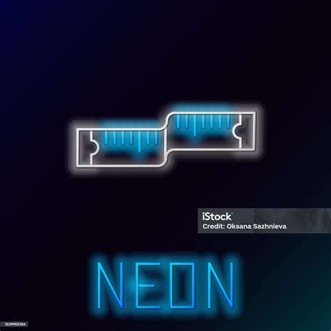 파란색 빛나는 네온 라인 테이프 는 검은 색 배경에 격리 아이콘을 측정합니다 측정 테이프 컬러풀한 아웃라인 컨셉 벡터 일러스트레이션 개념에 대한 스톡 벡터 아트 및 기타