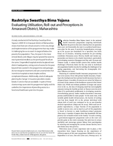 Pdf Rashtriya Swasthya Bima Yojana Evaluating Utilisation Roll Out