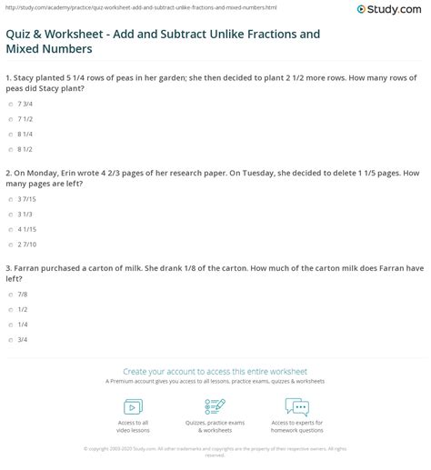 Add And Subtract Mixed Numbers Worksheet Preschool Printable Sheet