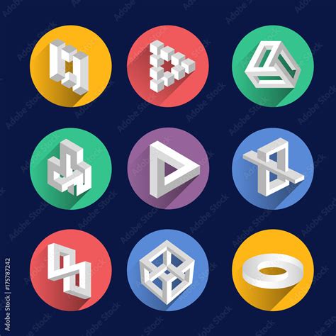 Impossible Shapes Optical Illusion Objects Vector Symbols Stock Vector Adobe Stock