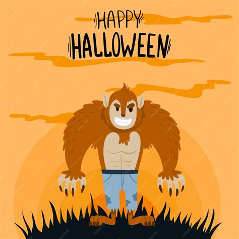 Premium Vector Hand Drawn Poster With Cute Werewolf Lettering