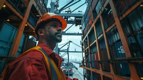 Container Crane Operator At Port Premium AI Generated Image