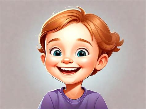 Dessin Animé Vectoriel Enfant Souriant Mignon Et Heureux Isolé Sur Ai