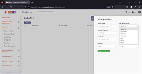 Configuring Export Log