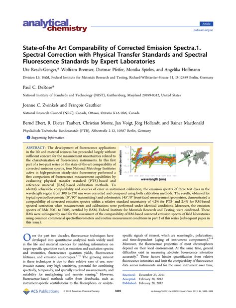 Pdf State Of The Art Comparability Of Corrected Emission Spectra1 Spectral Correction With