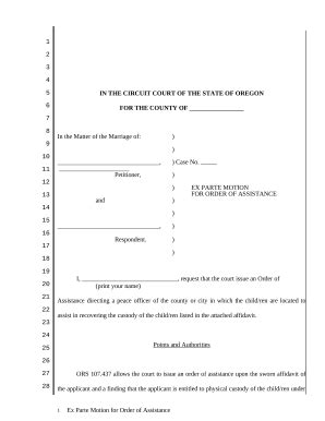 Oregon Ex Parte Doc Template PdfFiller