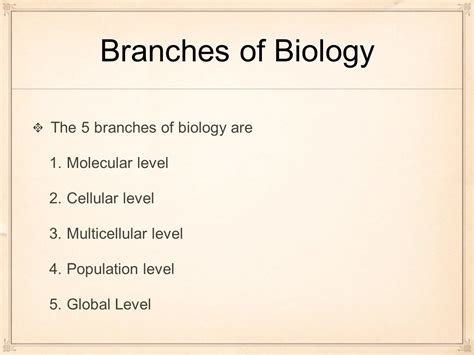 Different Areas Of Biology