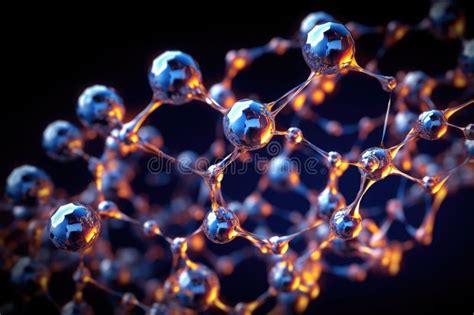 Structure Of Lattice Connecting Atoms Molecule In Hi Tech Style Stock Illustration