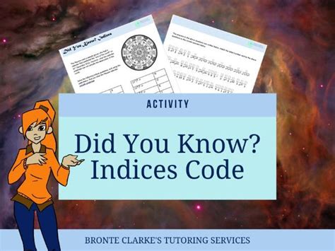 did you know indices code activity with answers teaching resources