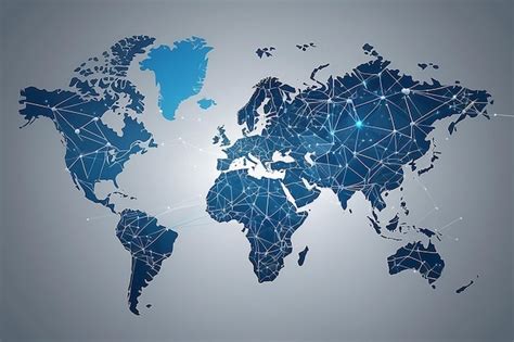 Global Network World Map With Nodes And Links Premium AI Generated Image
