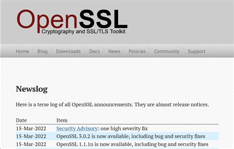 B development OpenSSLに脆弱性修正したOpenSSL 3 0 2 1 1 1nが公開 ほか 18件を掲載