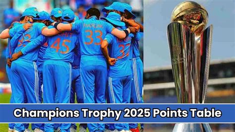 Champions Trophy 2025 Points Table भारत ने पॉइंट्स टेबल में मचाया धमाल