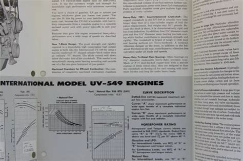 PROSPECTUS BROCHURE MOTEUR International UV 549 Engine Ih Tracteur
