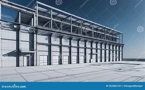 3d Wireframe Render Of A Industrial Warehouses Archite Ai Generated