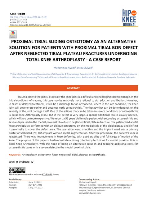 Pdf Proximal Tibial Sliding Osteotomy As An Alternative Solution For Patients With Proximal
