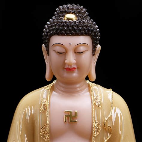 宝成佛具黄玉金镶玉释迦摩尼佛像阿弥陀佛家用三宝佛娑婆三圣摆件虎窝淘