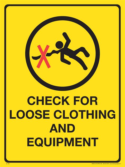 Lift Sign Check For Loose Clothing Yellow 18 X 24 World Cup Supply